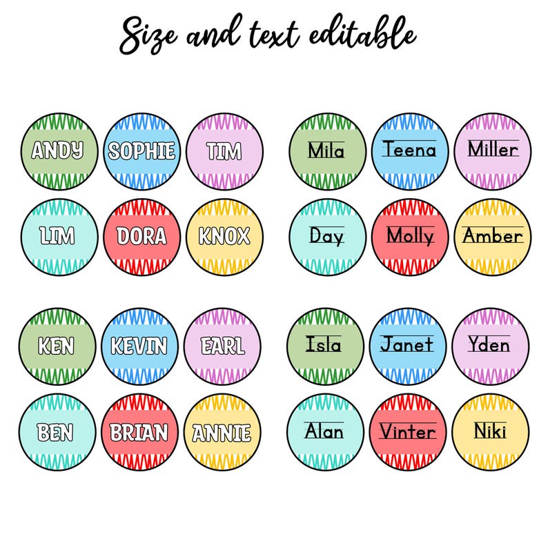 Printable Bright Wavy Student Name Labels, Colorful Classroom Labels ...