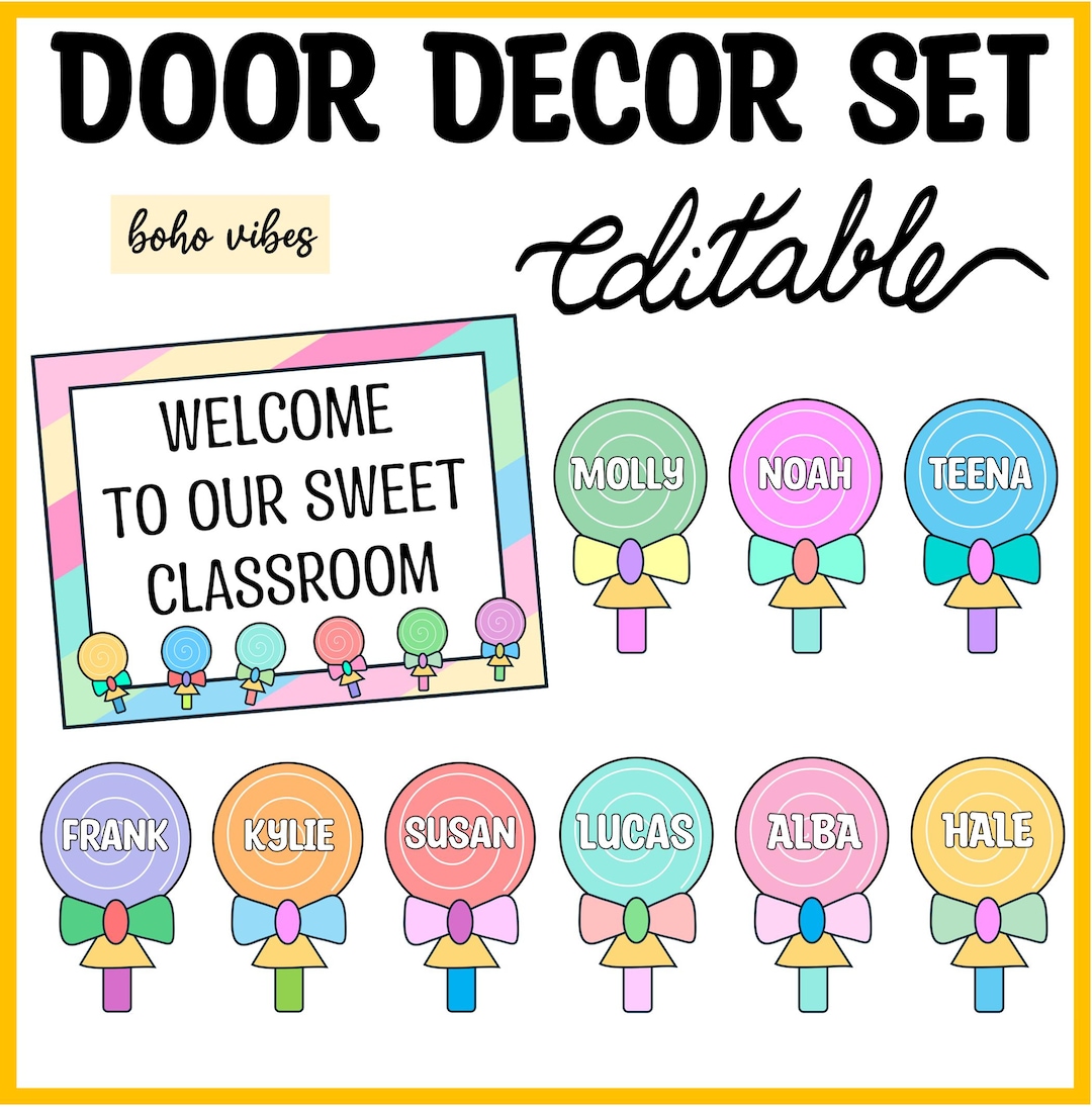 Back to School Ice-cream Classroom Door Display Set, Editable Welcome ...