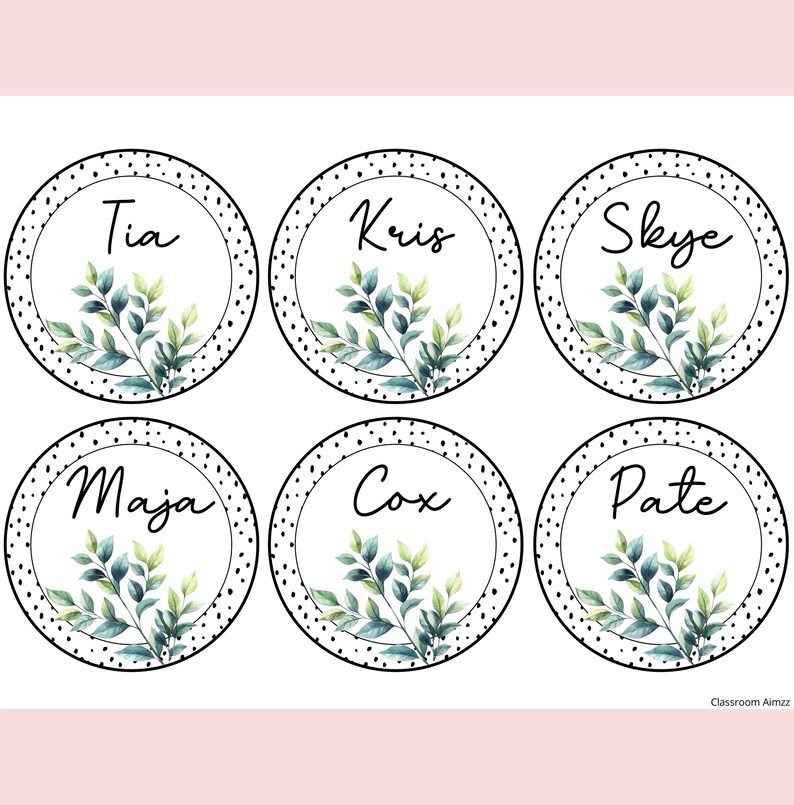 Boho Neutral Spotty Spring Botanical Student Name Labels, Spring ...