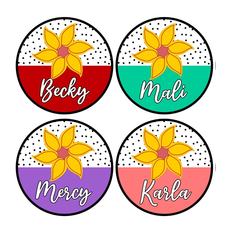 Printable Spring Spotty Floral Student Name Labels, Bright Spotty Name ...