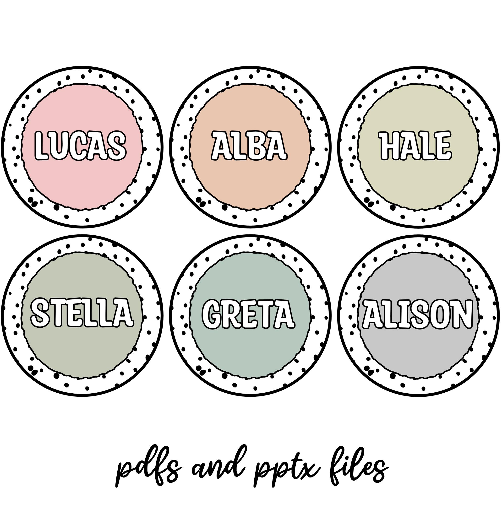 Printable Boho Neutral Spotty Student Name Labels, Back to School Kids ...