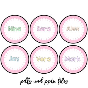Printable Pink Student Name Labels, Circle Name Plates, Cubby Tags ...
