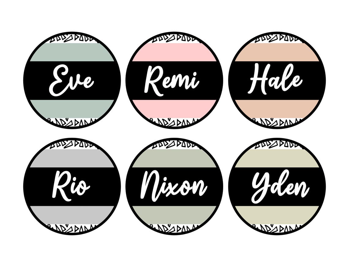 Printable Boho Student Name Labels, Editable Cubby Labels, Circle ...