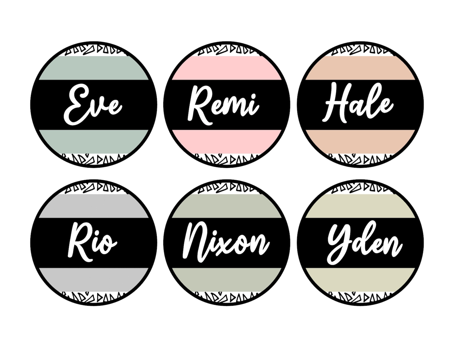 Printable Boho Student Name Labels, Editable Cubby Labels, Circle ...
