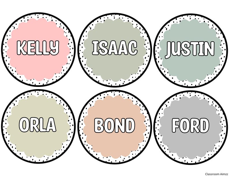 Back to School Printable Boho Neutral Spotty Student Name Labels, Cubby ...