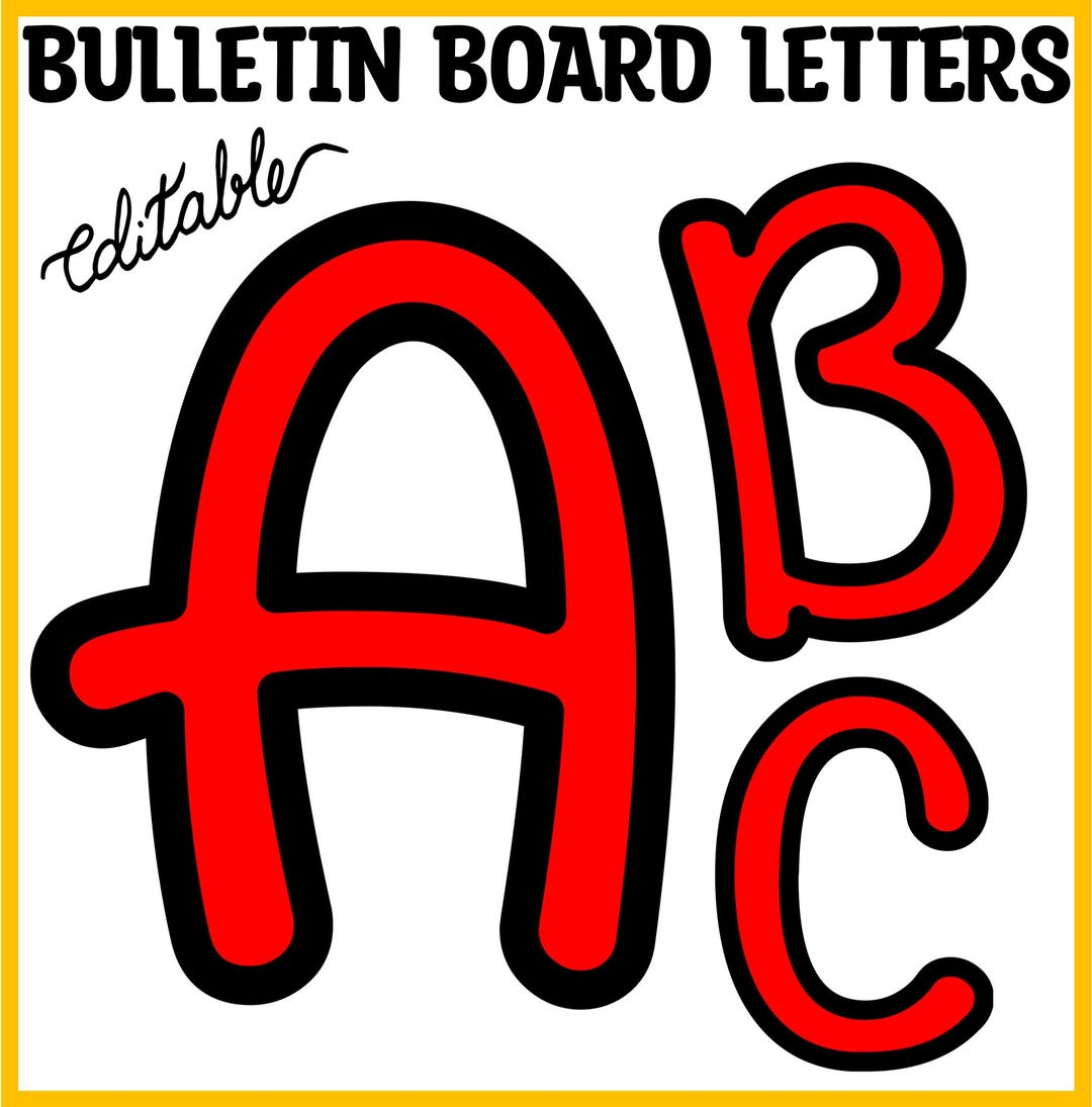 Printable Red Classic Red Bulletin Board Letters, Red Winter Large ...