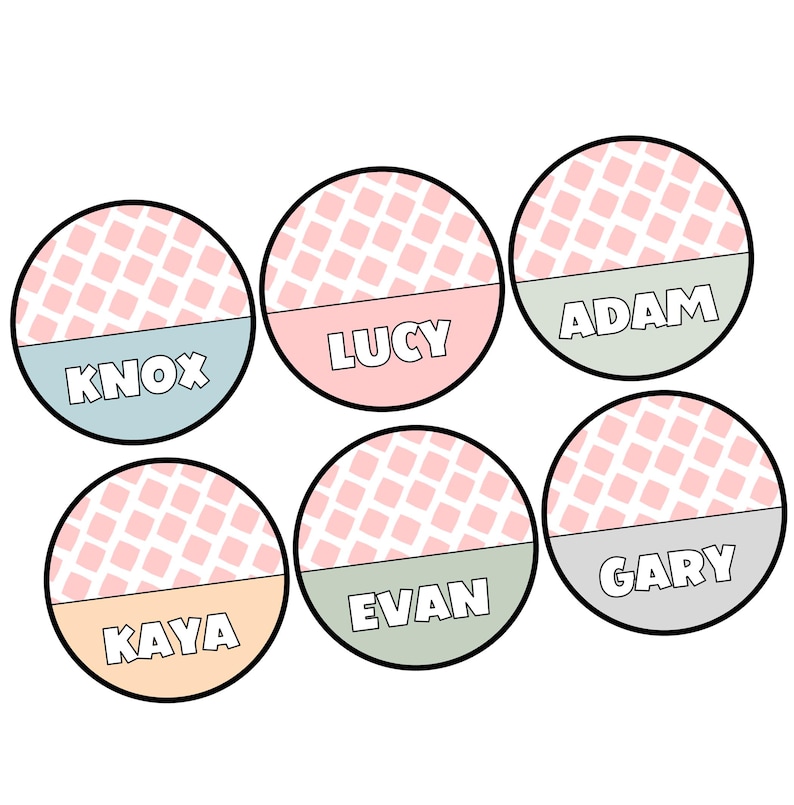 Printable Boho Student Name Labels, Round Boho Neutral Name Cards, Back ...