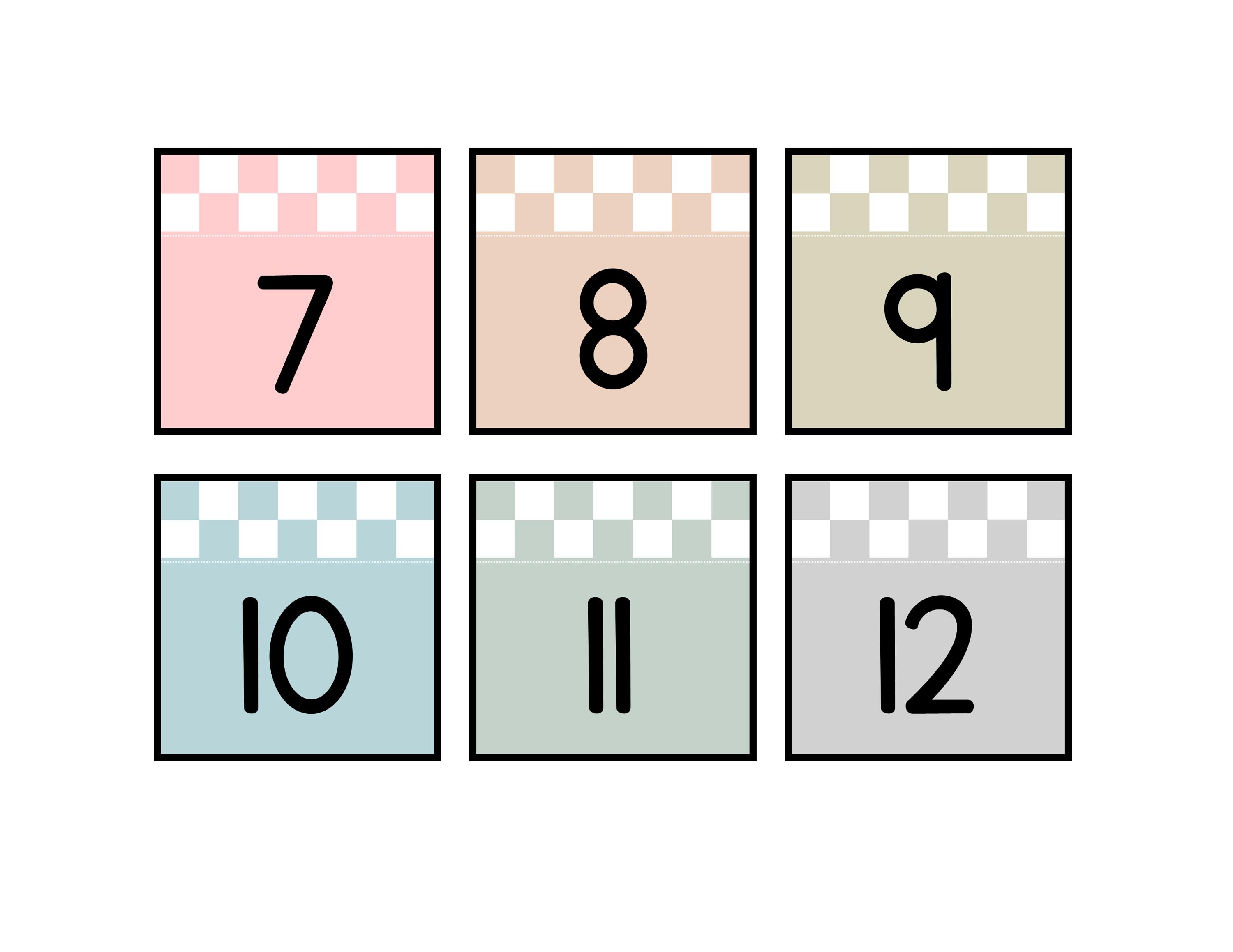 Printable Boho Checkered Calendar Numbers, Number Labels, Number Spots ...