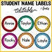 Printable Black and Bright Polka Dots Student Name Labels, Name Signs ...