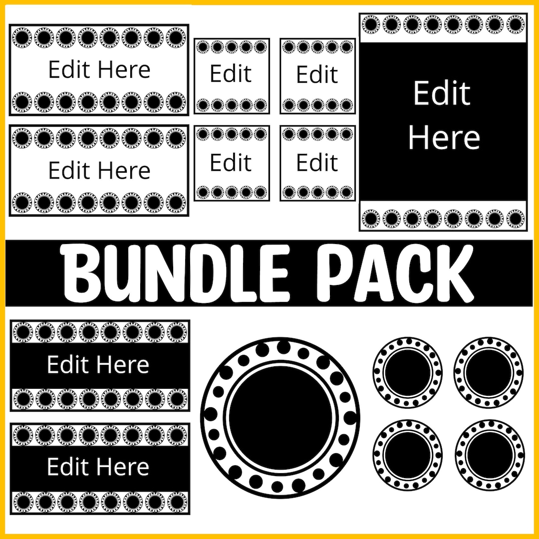 Black and White Classroom Labels Bundle Pack, Name Labels Templates ...