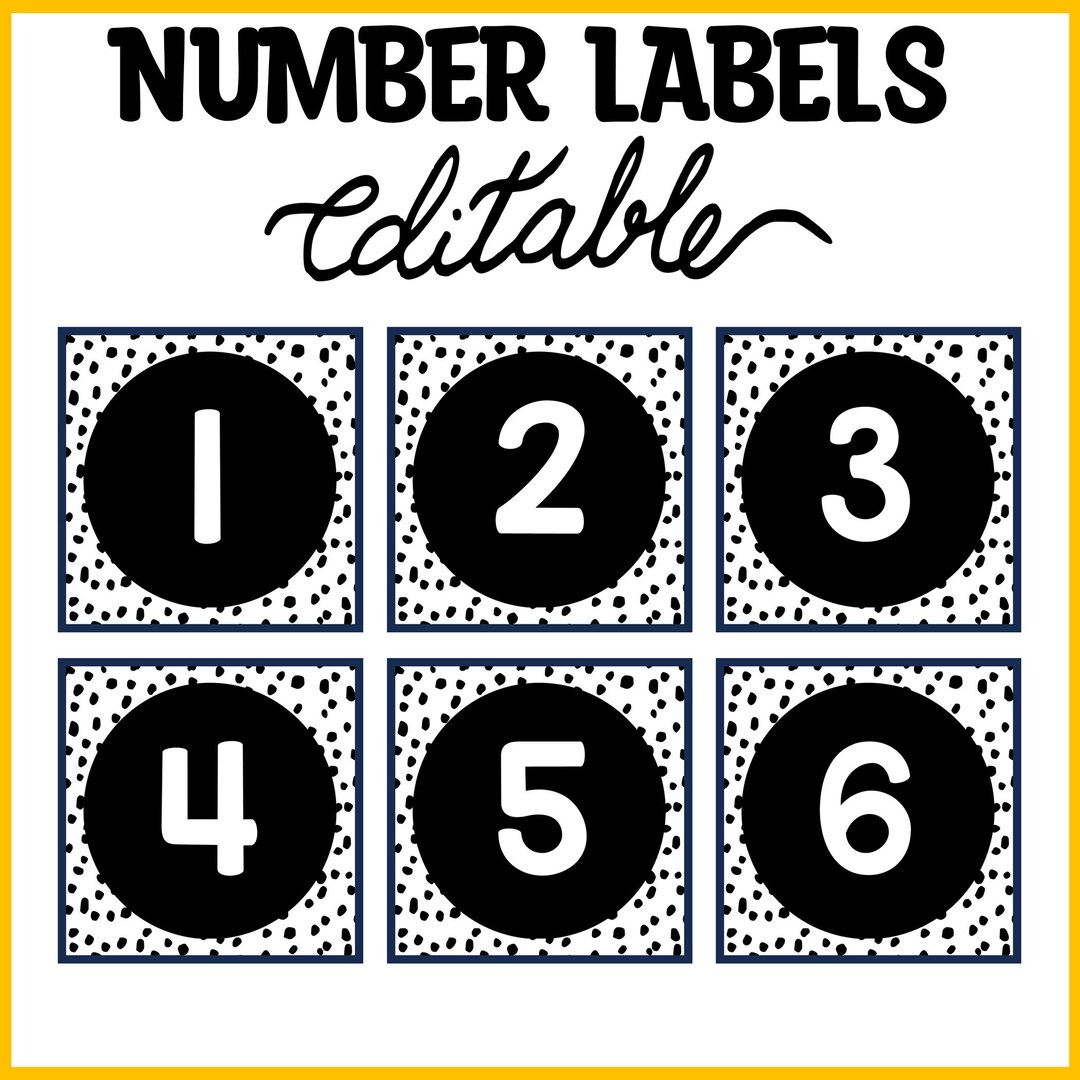 Printable Black and White Number Labels, Classroom Calendar Numbers ...