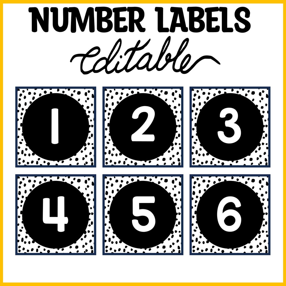 Printable Black and White Number Labels, Classroom Calendar Numbers ...