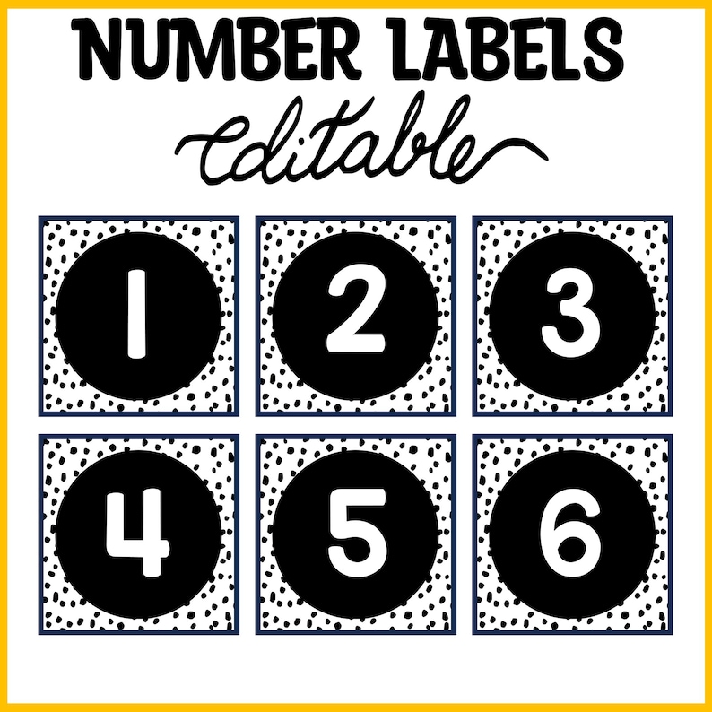 Printable Black and White Number Labels, Classroom Calendar Numbers ...