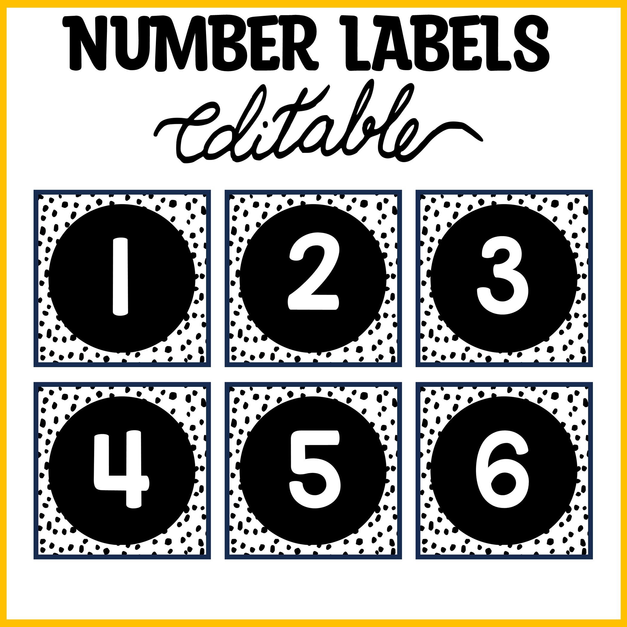 Printable Black and White Number Labels, Classroom Calendar Numbers ...