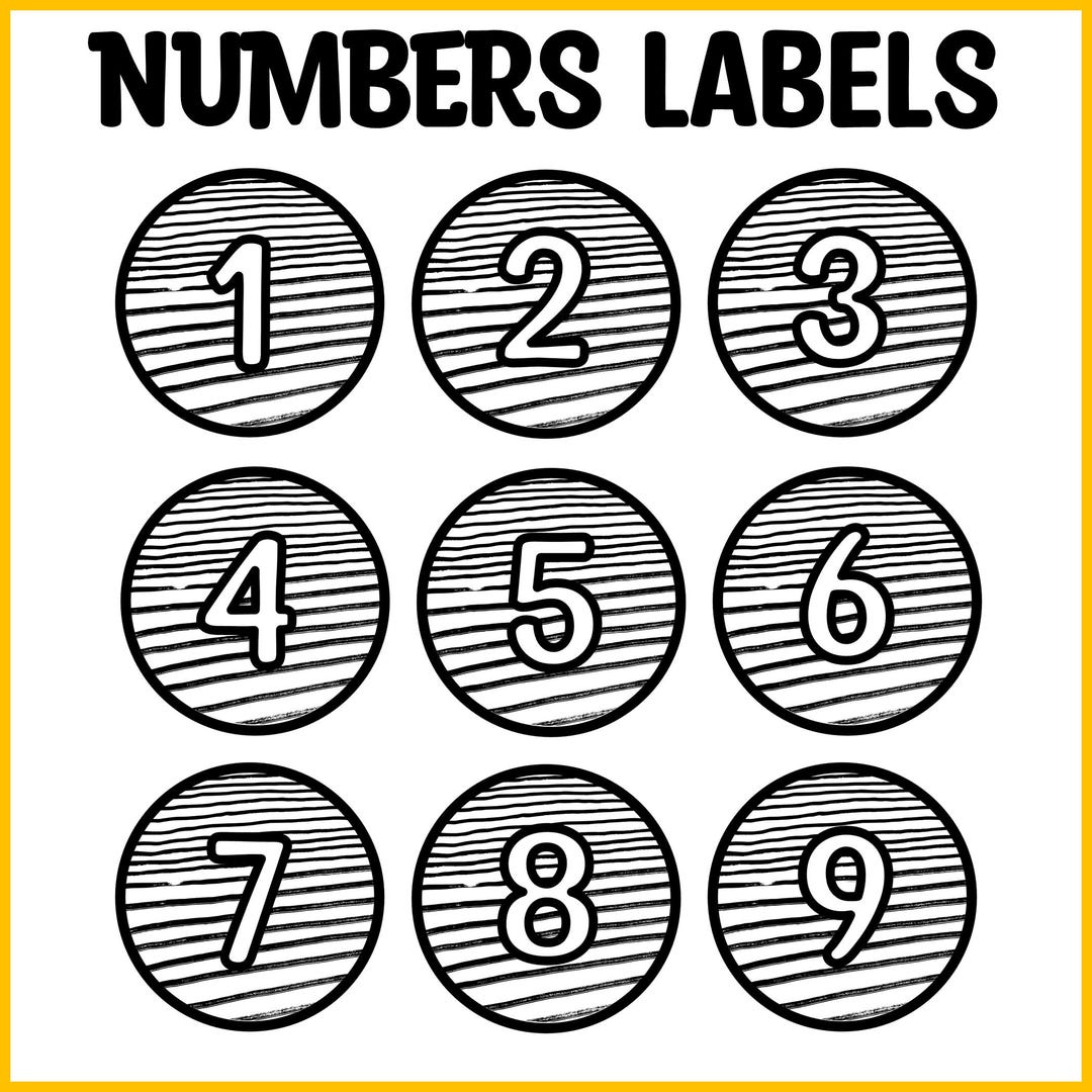 Black and White Number Labels, Printable Number Labels, Lockers Numbers ...