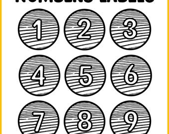 Printable Black and White Number Labels, Calendar Number Labels ...