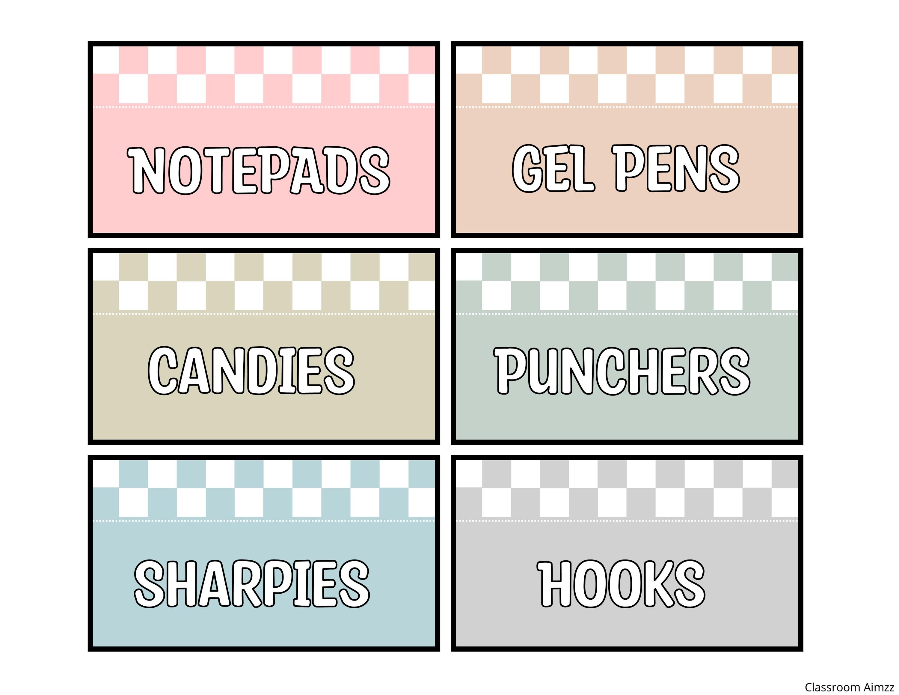 Boho Checkered Teacher Toolbox Labels, Editable Classroom Labels, Back ...