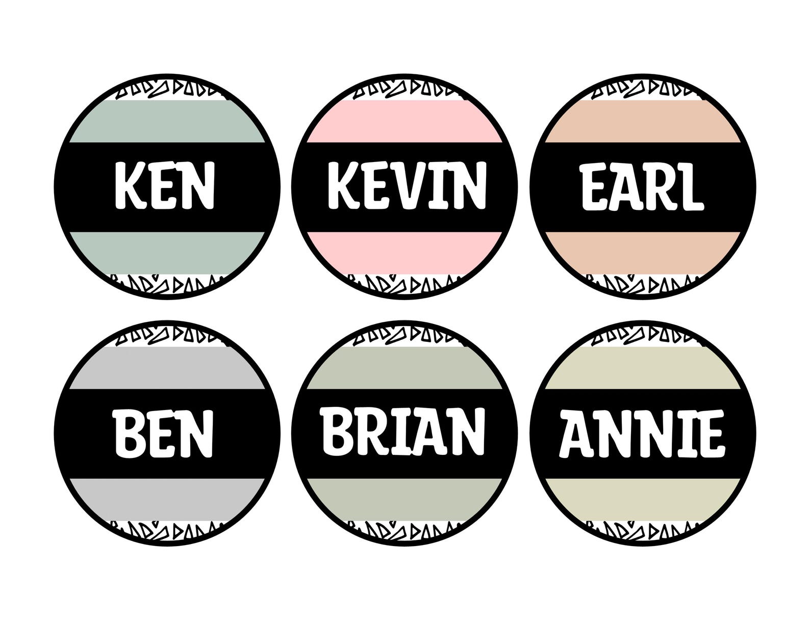 Printable Boho Student Name Labels, Editable Cubby Labels, Circle ...