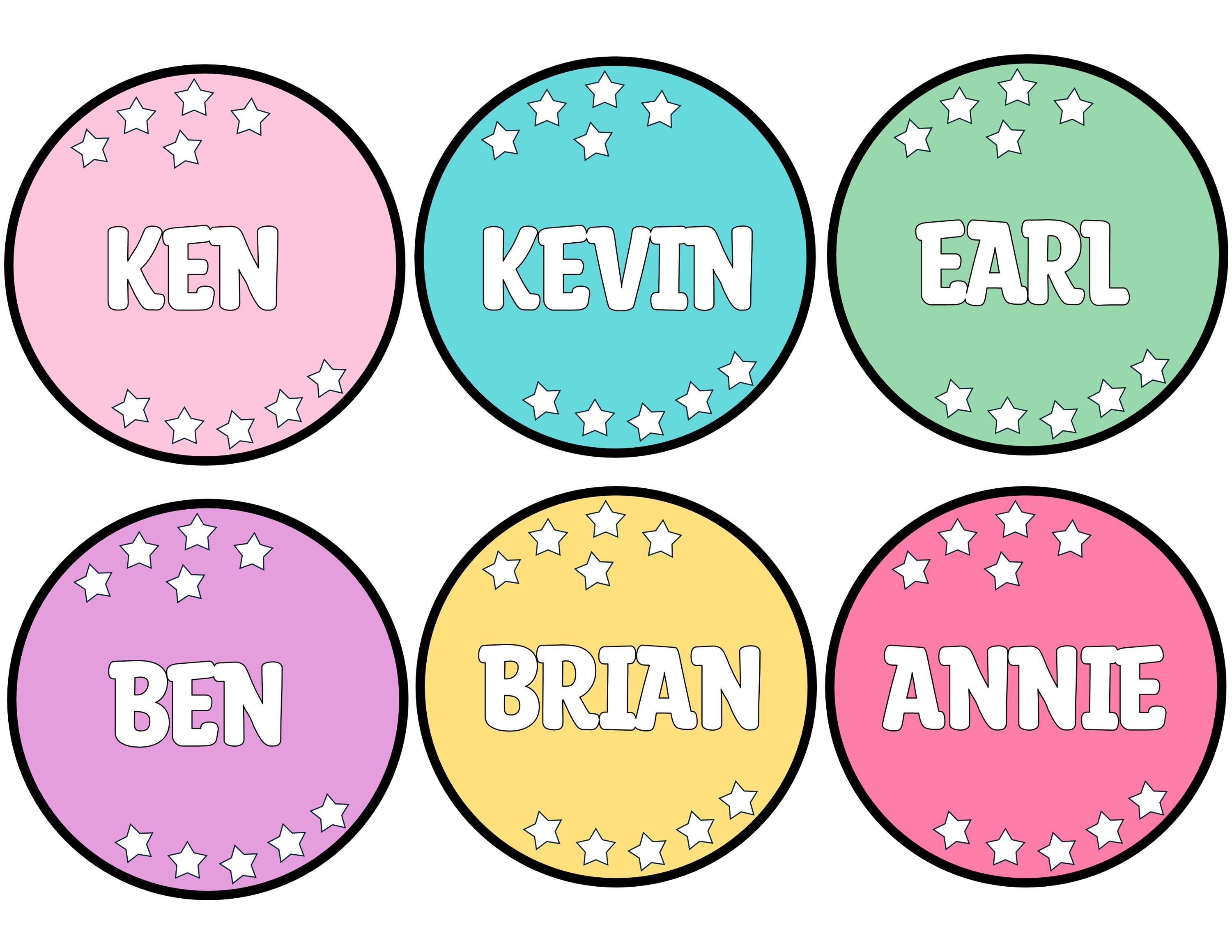 Back to School Printable Stars Student Name Labels, Bright Classroom ...