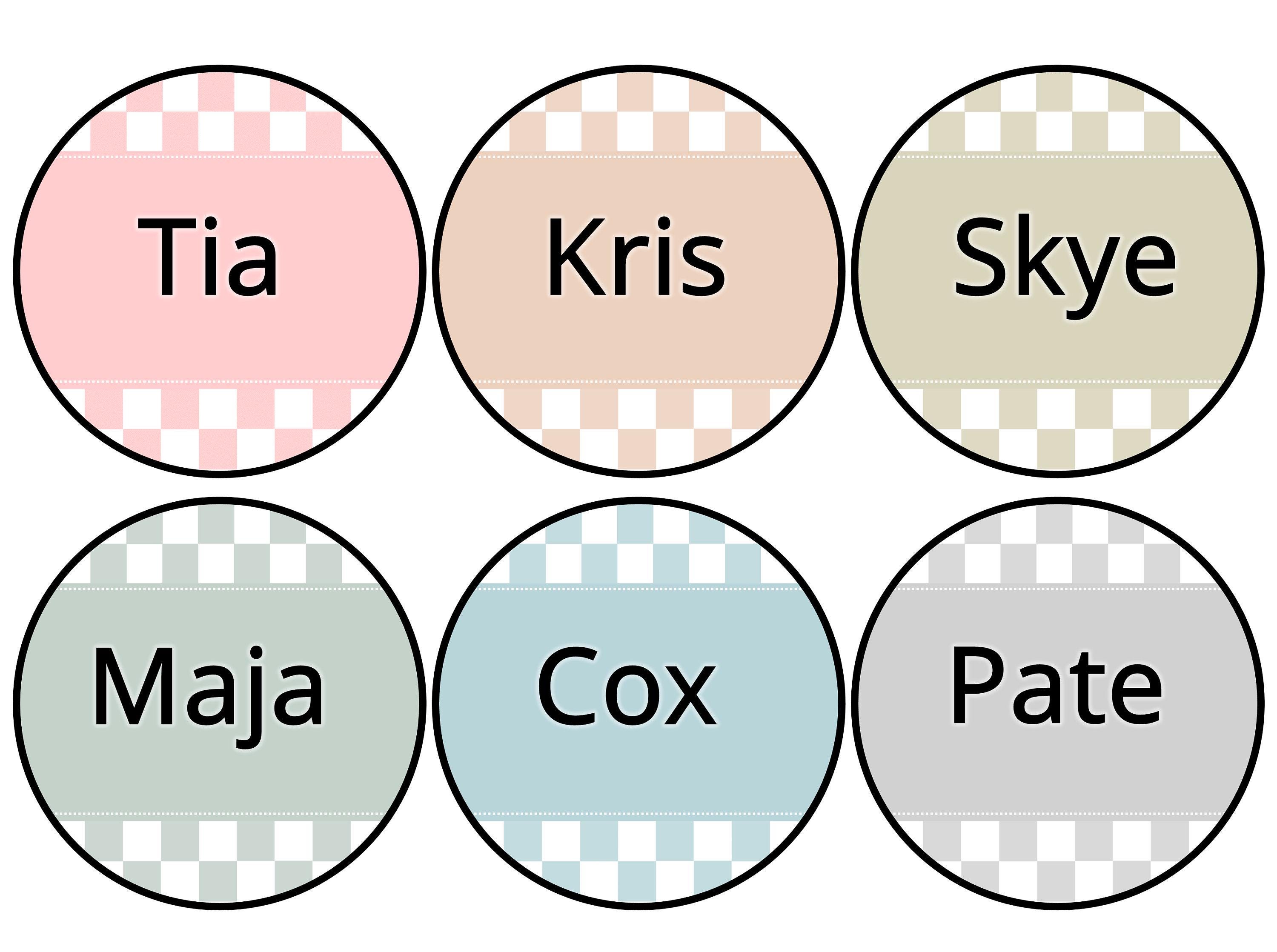 Back to School Round Boho Neutral Checkered Classic Student Name Labels ...
