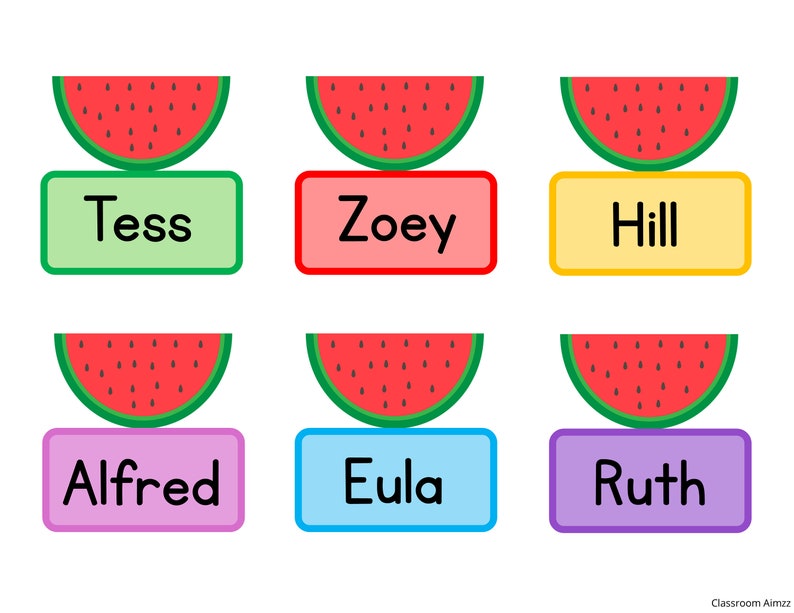 Printable Watermelon Theme Student Name Tags, Name Signs, Classroom ...