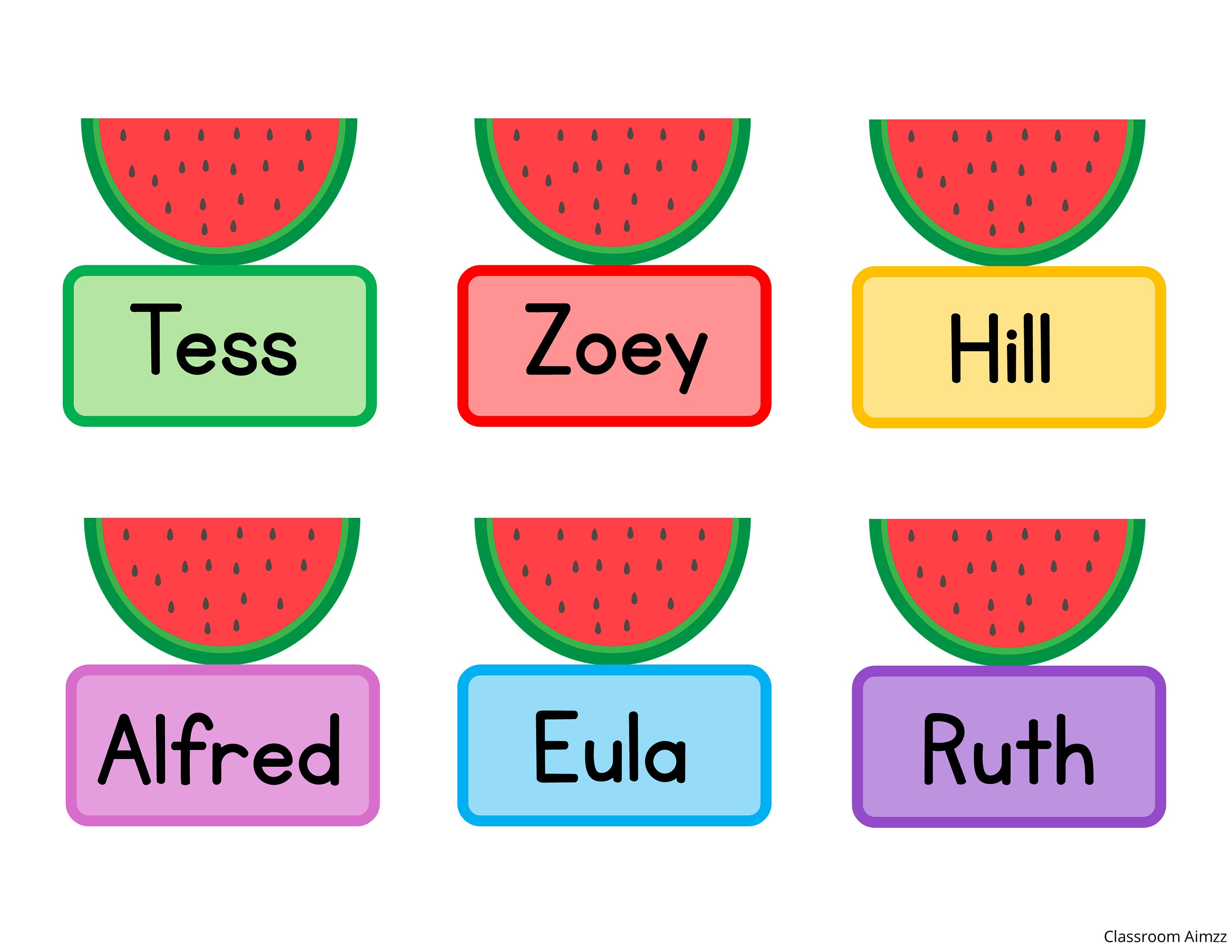 Printable Watermelon Theme Student Name Tags, Name Signs, Classroom ...