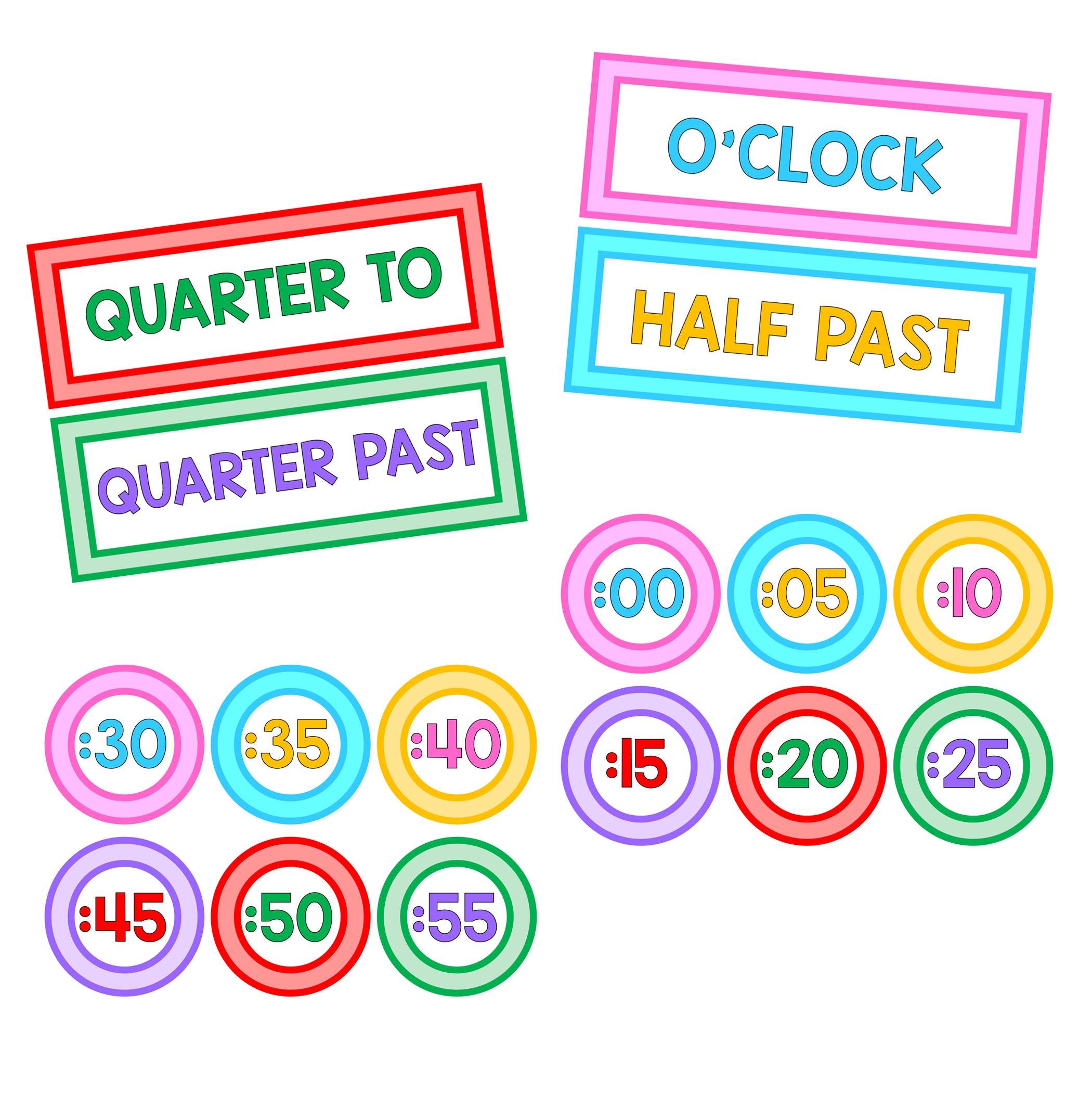 Printable Boho Bright Clock Numbers Display, Editable Clock Numbers ...