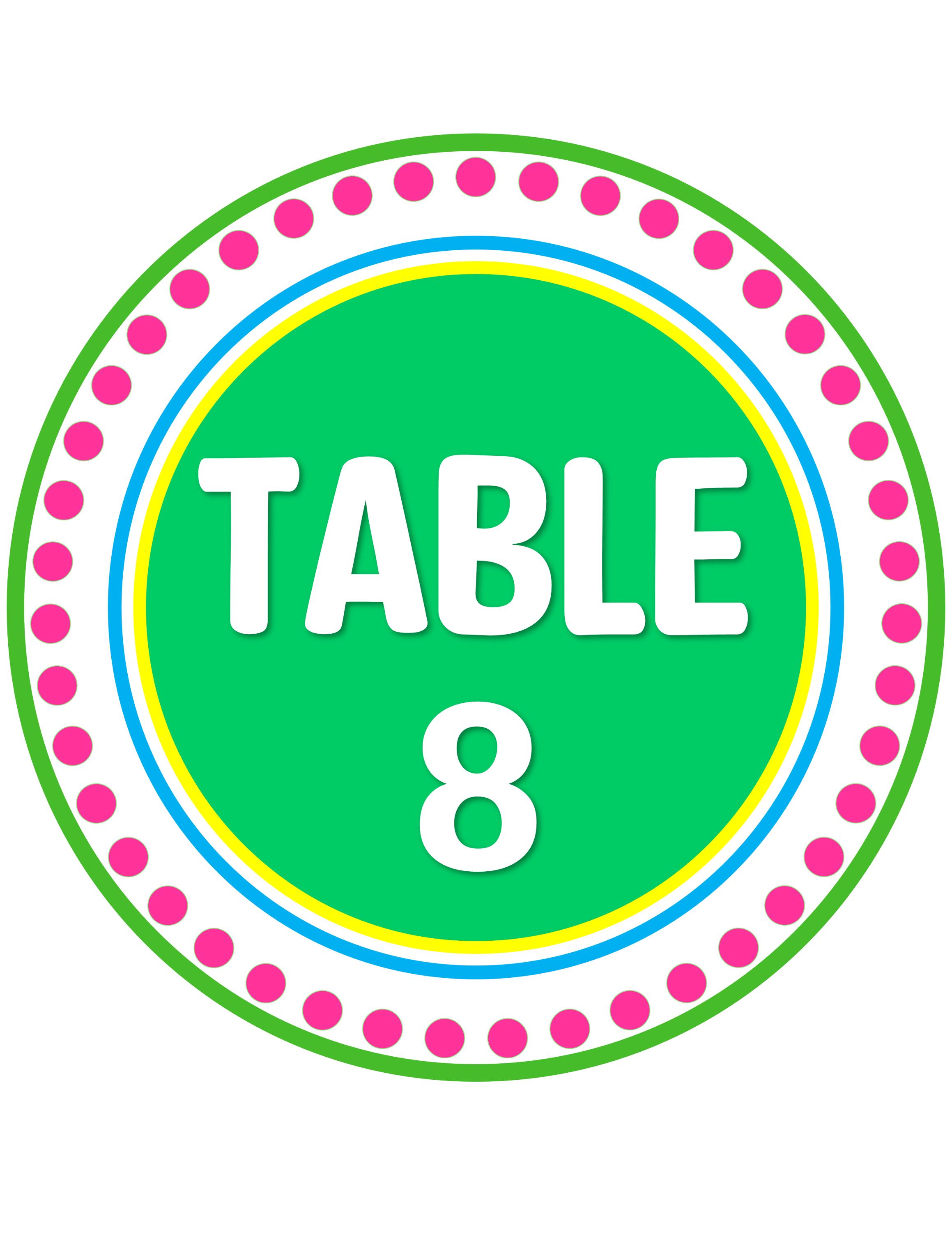 Printable Back to School Bright Table, Team and Group Numbers ...