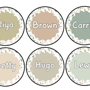 Printable Botanical Student Name Labels, Round Cubbies Labels, Boho ...