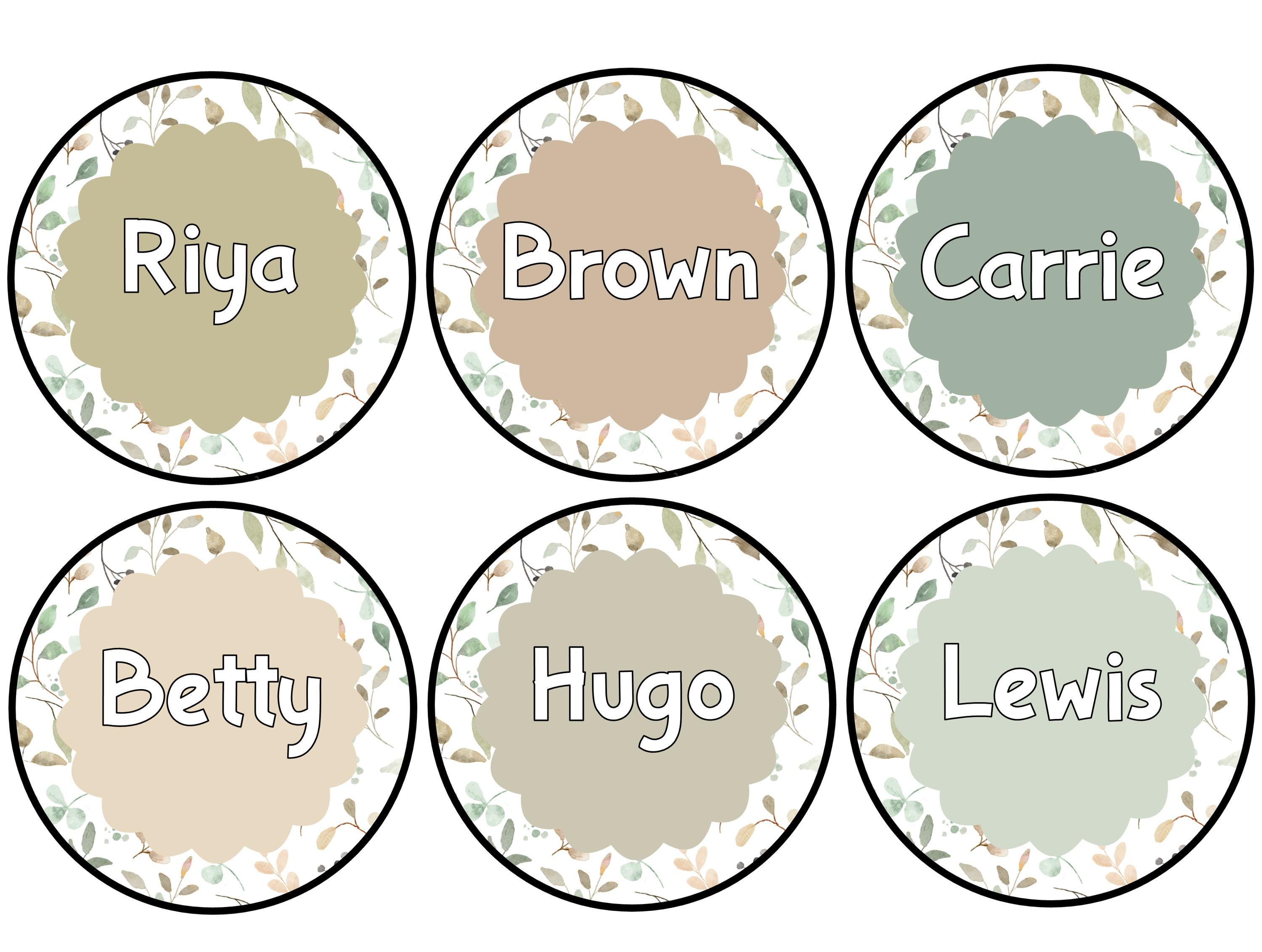 Printable Botanical Student Name Labels, Round Cubbies Labels, Boho ...