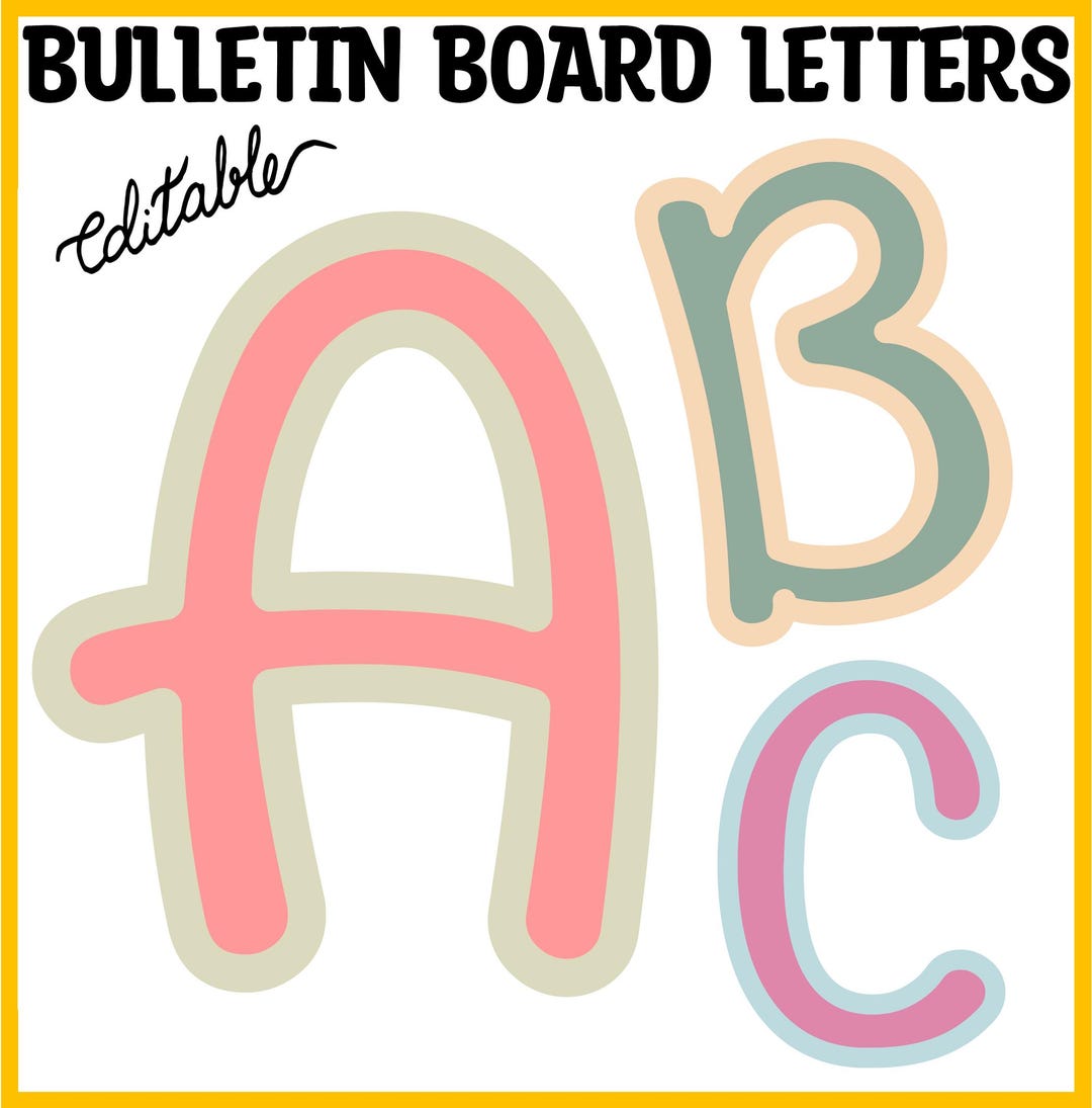 Printable Boho Neutral Colors Bulletin Board Letters, Large Alphabet ...