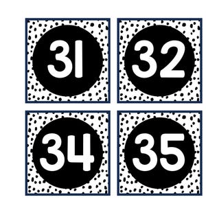 Printable Black and White Number Labels, Classroom Calendar Numbers ...