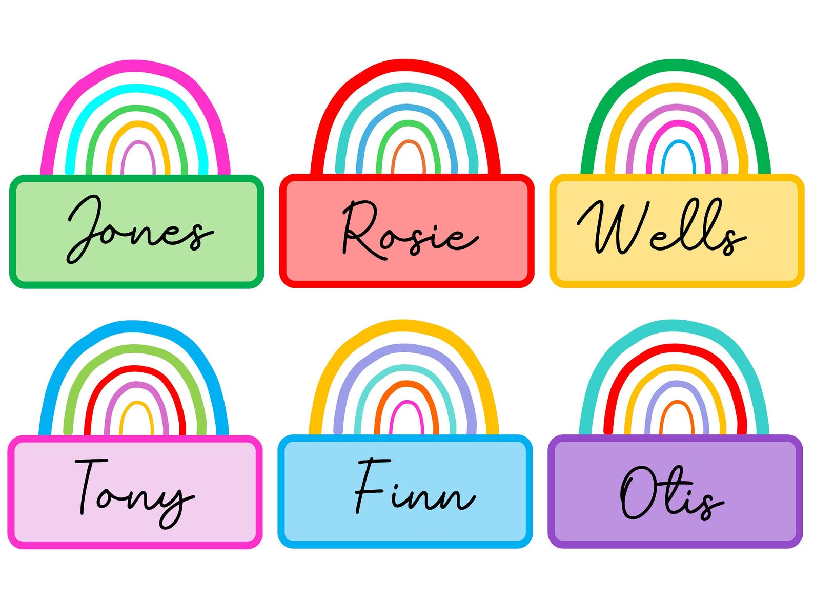 Printable Rainbow Theme Student Name Tags, Name Signs, Classroom Labels ...