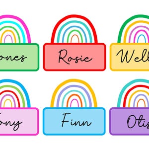 Printable Rainbow Theme Student Name Tags, Name Signs, Classroom Labels ...