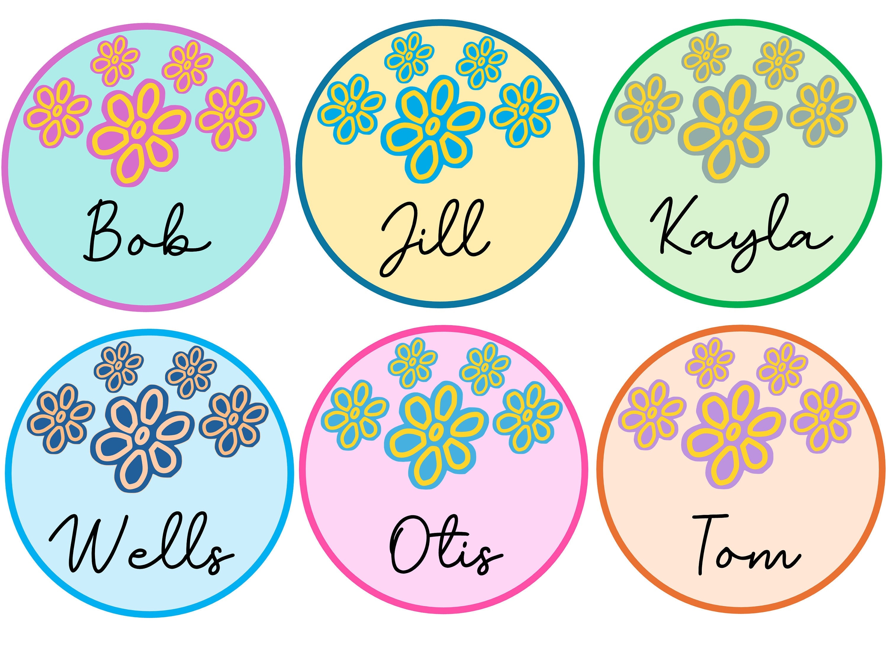 Printable Flowers Classroom Labels,round Floral Classroom Labels ...