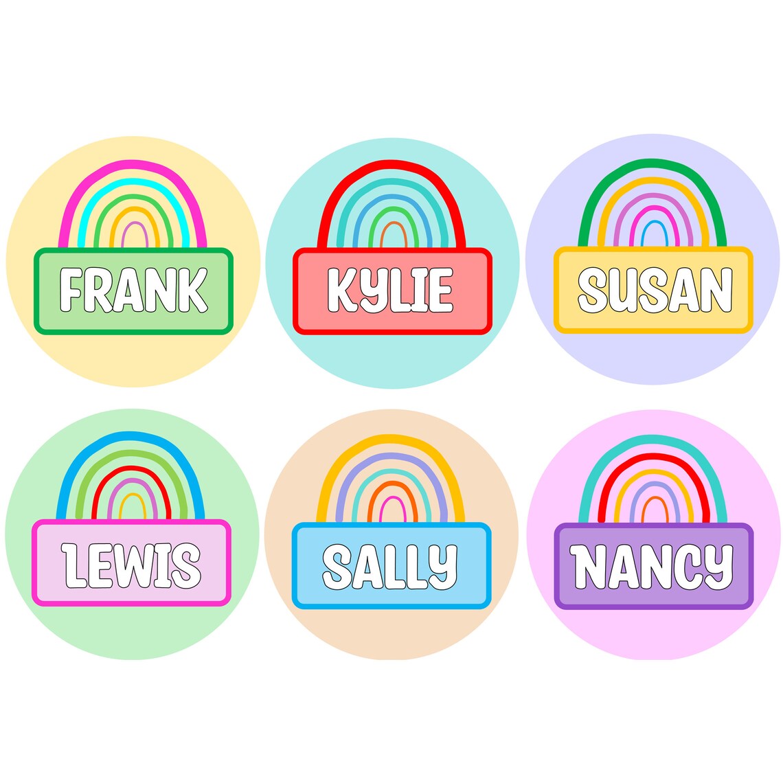 Printable Rainbow Theme Student Name Tags, Name Signs, Classroom Labels ...