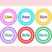Back to School Number Tags, Printable Bright Colors Round Student Name ...