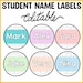 Printable Bright Colors Spotty Student Name Tags, Editable Circular ...