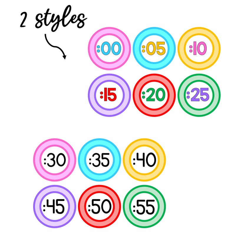 Printable Boho Bright Clock Numbers Display, Editable Clock Numbers ...