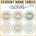 Printable Botanical Student Name Labels, Round Cubbies Labels, Boho ...
