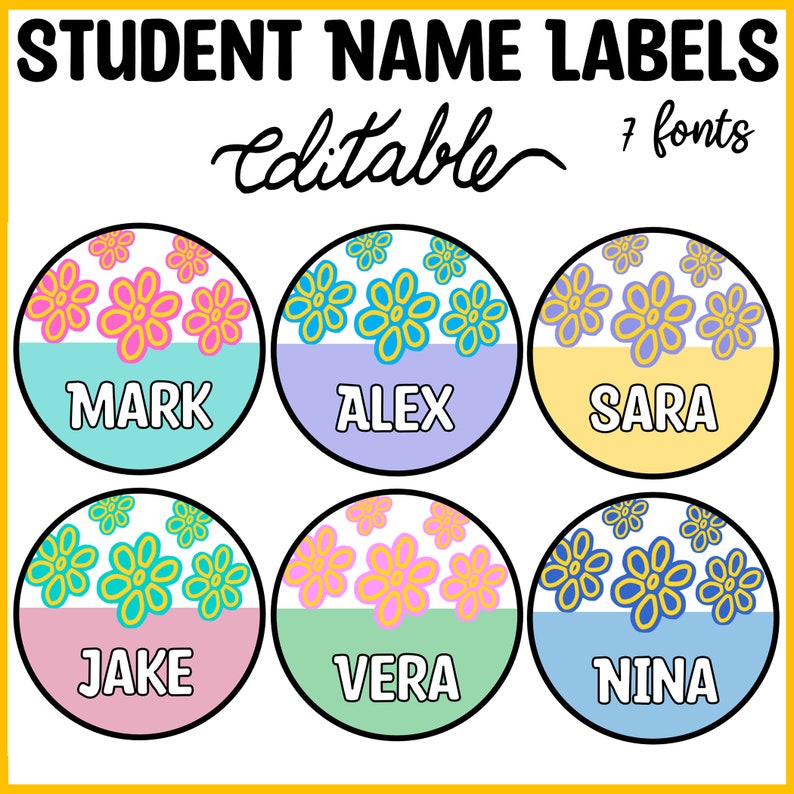 Printable Flowers Classroom Labels,round Floral Classroom Labels ...
