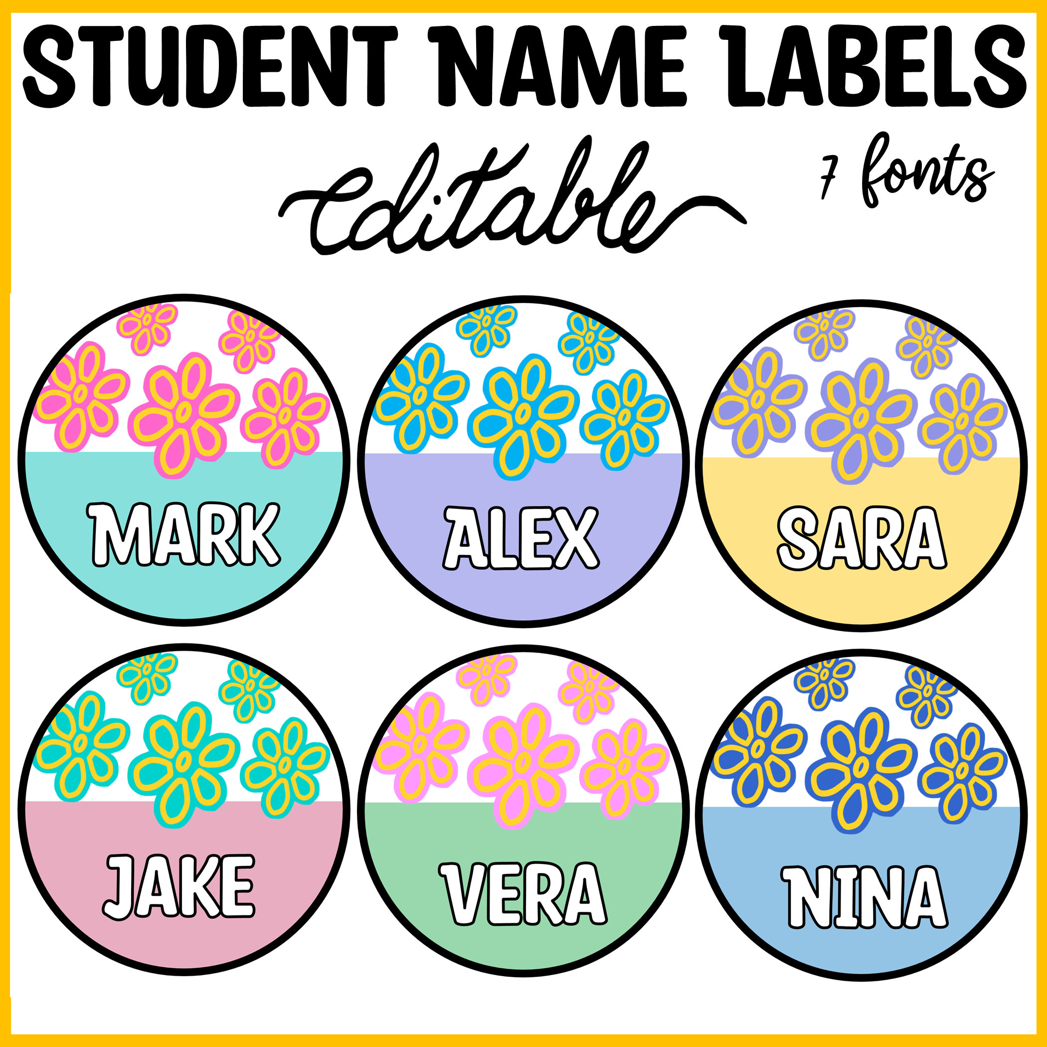 Printable Flowers Classroom Labels,round Floral Classroom Labels ...