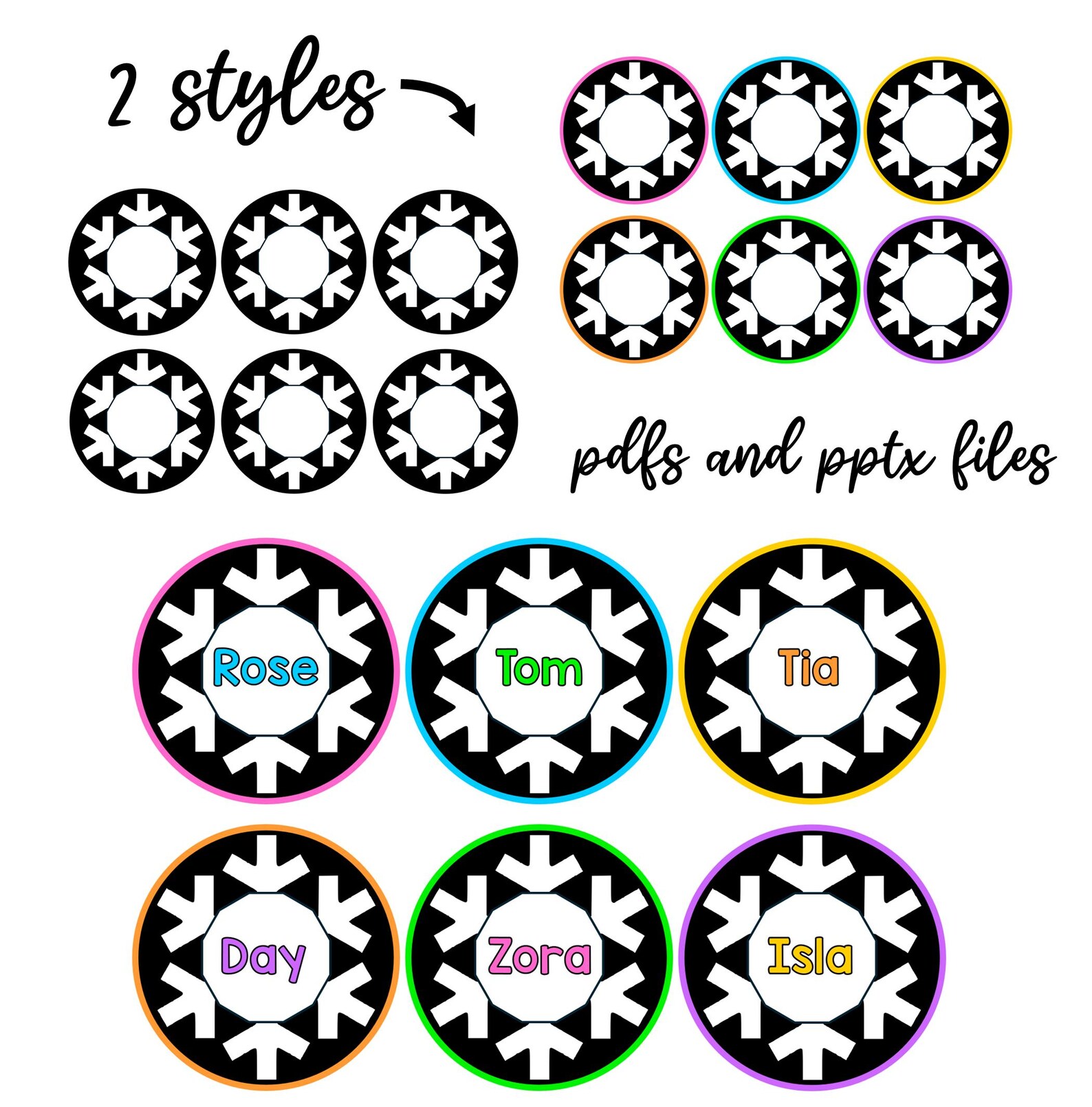 Black and White Name Tags, Editable Bright Student Name Tags, Book Bin ...