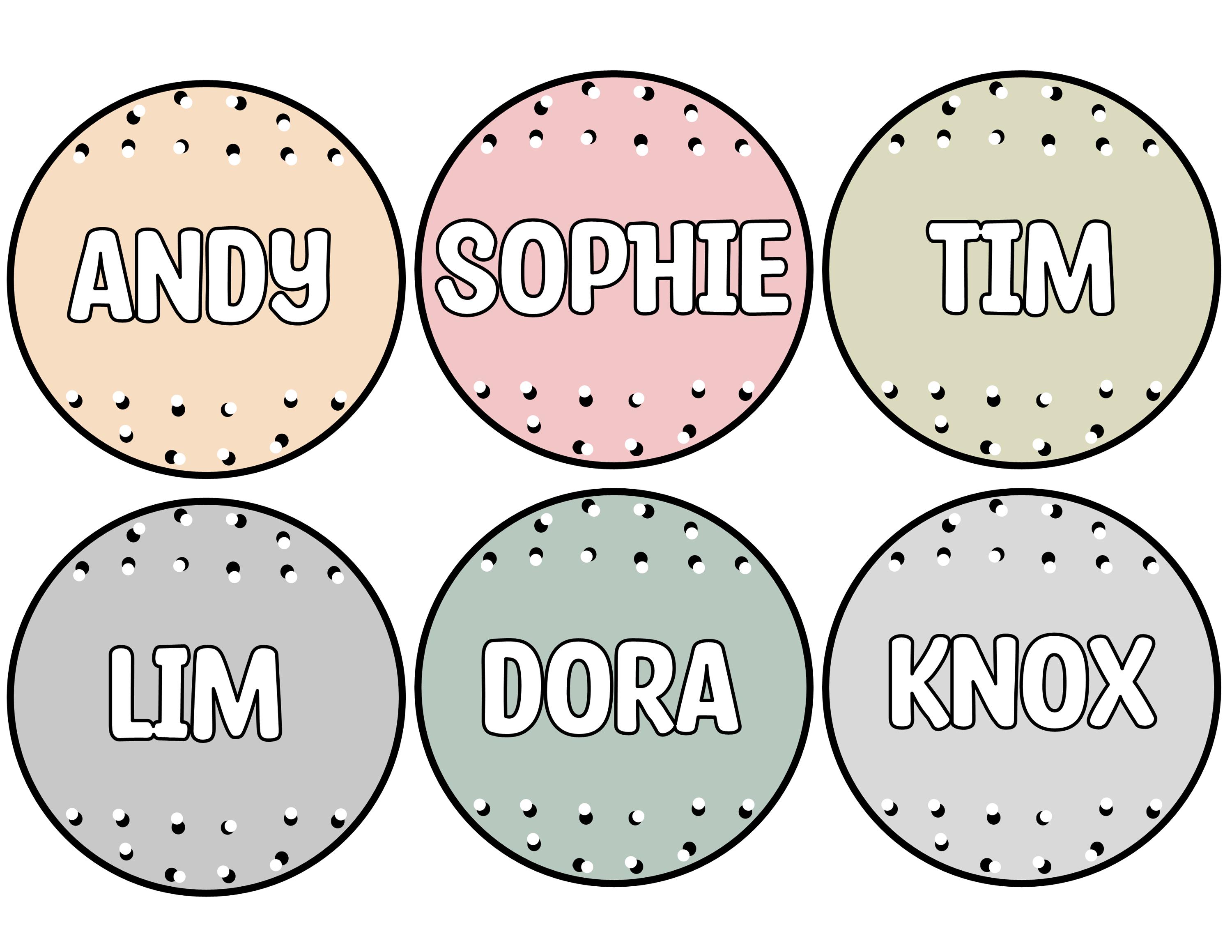 Printable Boho Neutral Student Name Labels, Editable Round Student Name ...