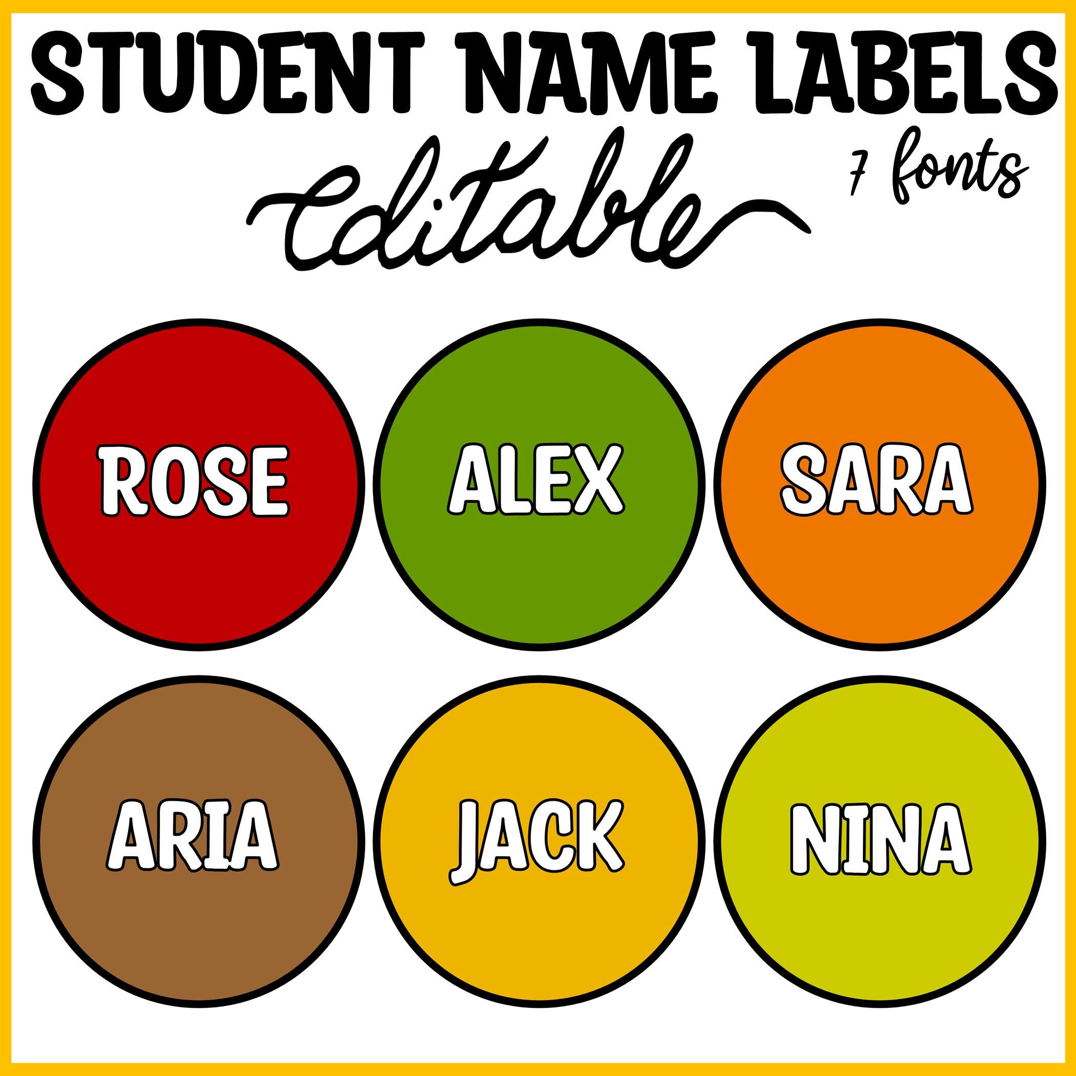 Printable Bright Fall Student Name Labels, Round Autumn Classroom ...