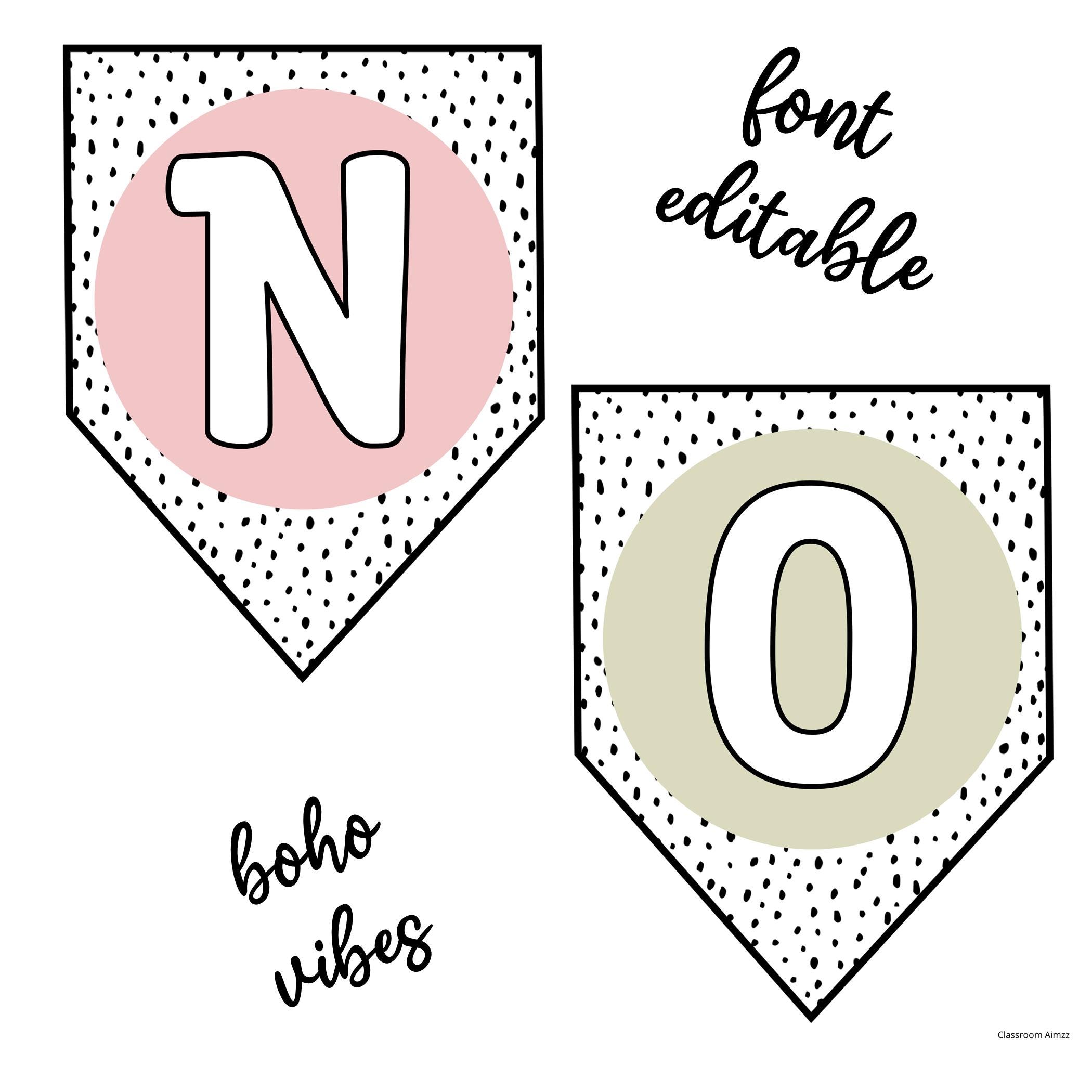 Printable Boho Neutral Spotty Bunting Banners, Editable Back to School ...