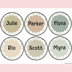 Printable Botanical Student Name Labels, Round Cubbies Labels, Boho ...