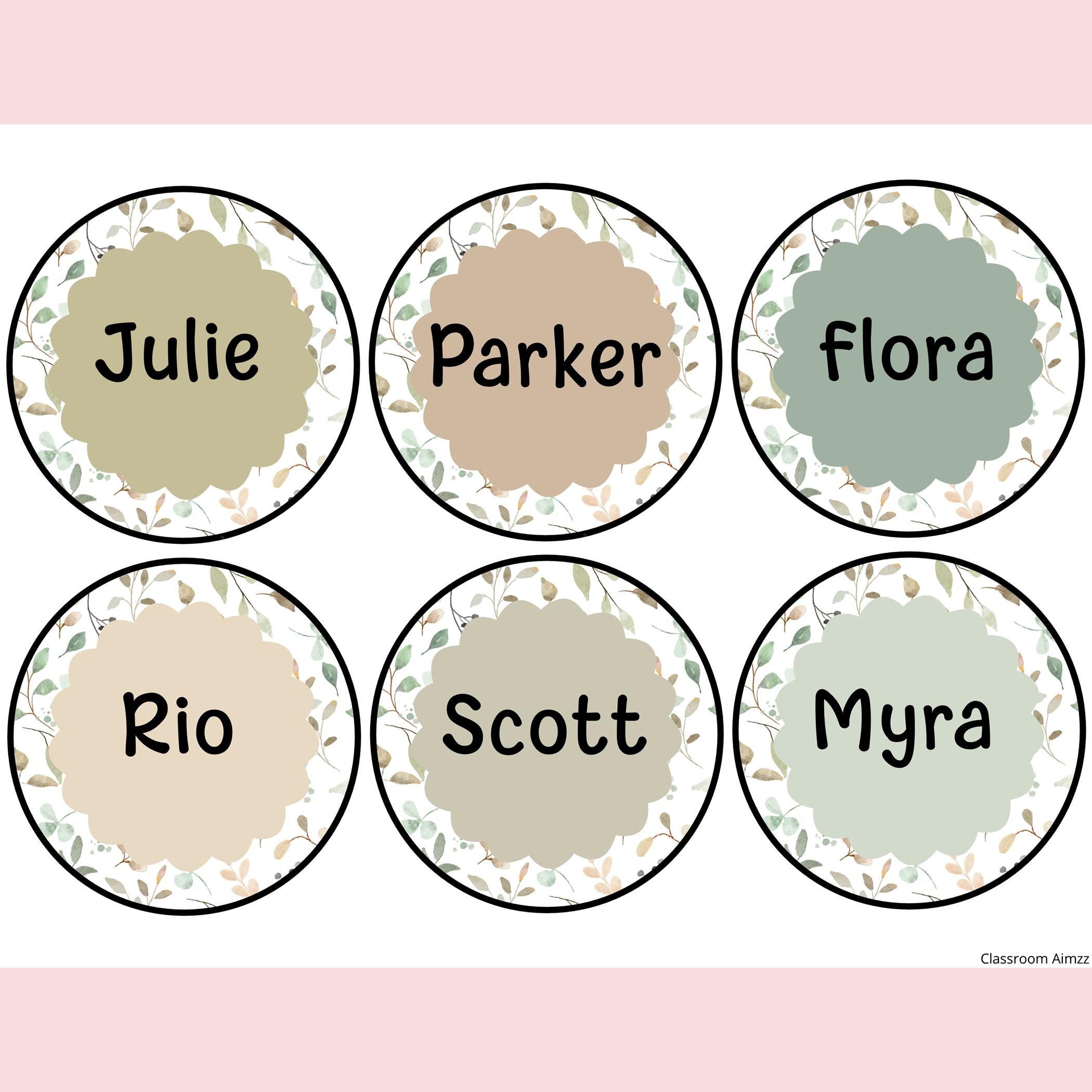 Printable Botanical Student Name Labels, Round Cubbies Labels, Boho ...