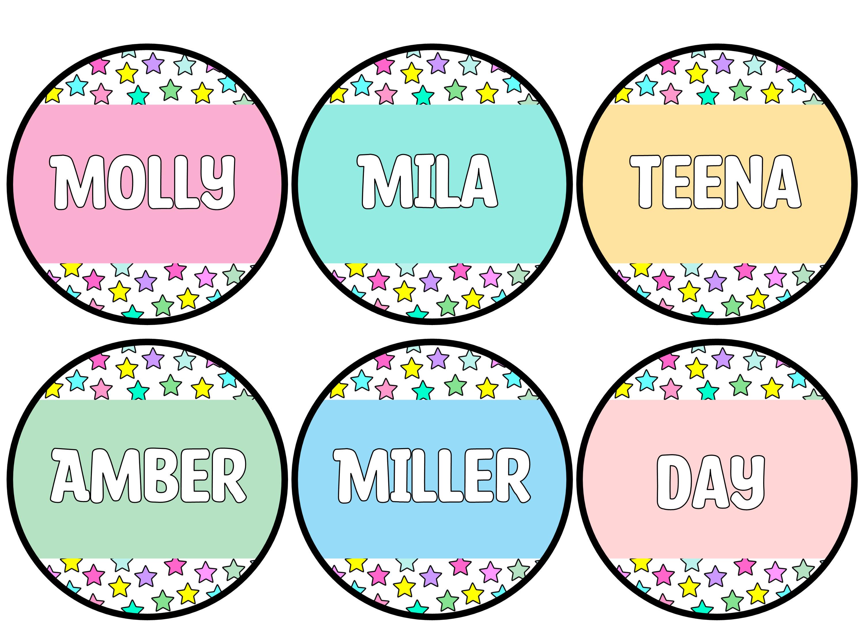 Star Name Labels, Printable Stars Student Name Labels, Back to School ...