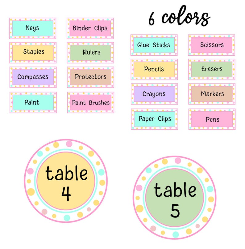 Back to School Printable Pastel Polka Dots Classroom Decor Bundle Pack ...